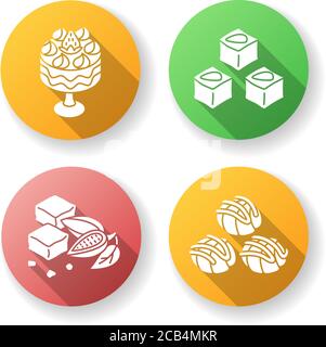 Sweets flat design long shadow glyph icon. Confectionery. Chocolate bar ...