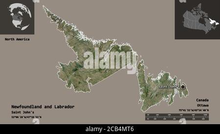 Shape of Newfoundland and Labrador, province of Canada, with its ...