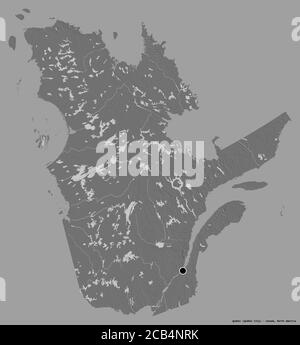 Quebec, province of Canada. Bilevel elevation map with lakes and rivers ...