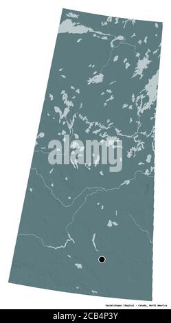 Shape of Saskatchewan, province of Canada, and its capital. Distance ...