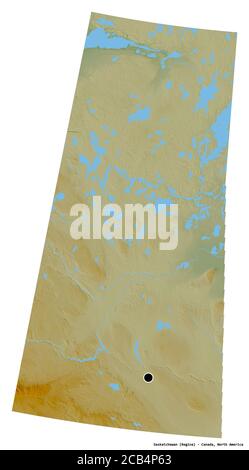 Shape of Saskatchewan, province of Canada, and its capital. Distance ...