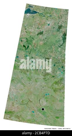 Shape of Saskatchewan, province of Canada, and its capital. Distance ...