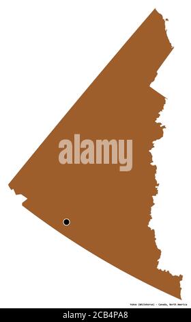 Shape of Yukon, territory of Canada, with its capital isolated on white ...