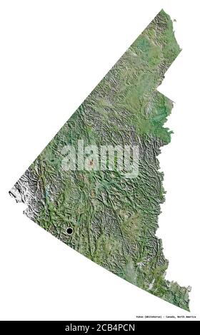 Shape of Yukon, territory of Canada, and its capital. Distance scale ...