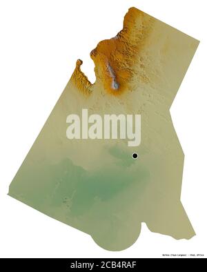 Shape of Borkou, region of Chad, with its capital isolated on a solid ...
