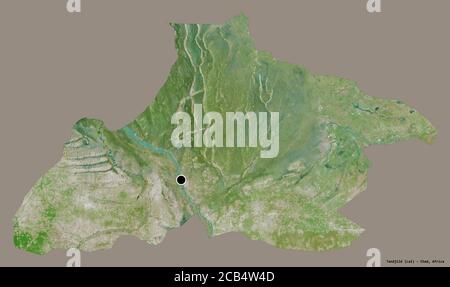 Shape of Tandjilé, region of Chad, with its capital isolated on solid ...