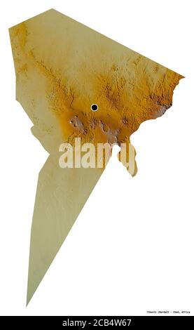 Shape of Tibesti, region of Chad, with its capital isolated on a solid ...