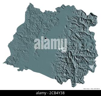 Maule, region of Chile. Colored elevation map with lakes and rivers ...