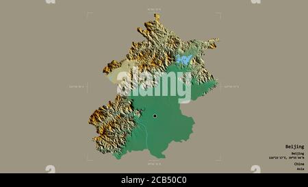 Area of Beijing, municipality of China, isolated on a solid background ...