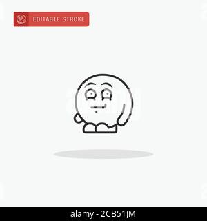 Emoji with smirk smile isolated line art smiley. Vector grinning smiley ...