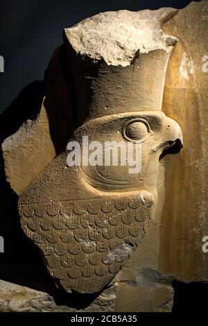 Stone carving of the Ancient Egyptian god of the River Nile Hapi. Shown ...