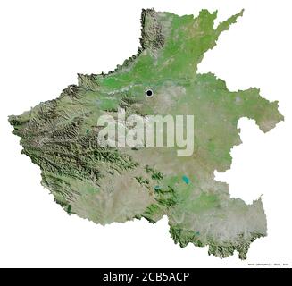 Shape of Henan, province of China, with its capital isolated on a solid ...