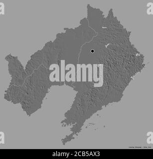 Liaoning, province of China. Bilevel elevation map with lakes and ...