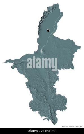 Ningxia Hui, autonomous region of China. Elevation map colored in wiki ...