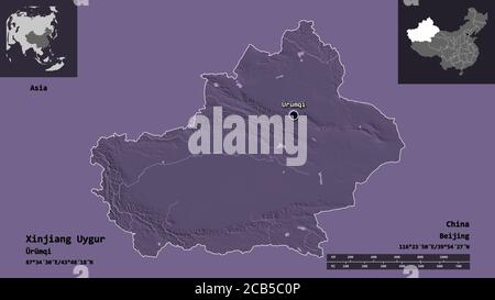 Xinjiang Uygur. An autonomous region of China. A 3D rendering of a ...