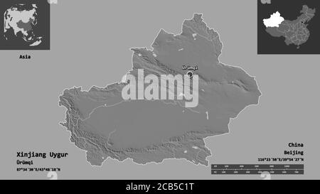 Xinjiang Uygur. An autonomous region of China. A 3D rendering of a ...