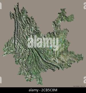 Yunnan, province of China. Solid color shape. Corner auxiliary location ...
