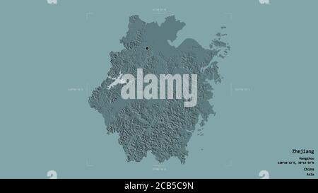 Area of Zhejiang, province of China, isolated on a solid background in ...