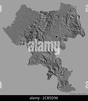 Cauca, department of Colombia. Bilevel elevation map with lakes and ...