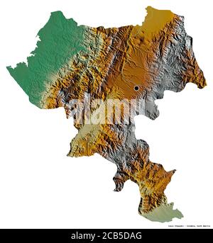 Shape of Cauca, department of Colombia, with its capital isolated on ...