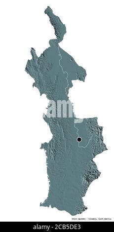 Shape of Chocó, department of Colombia, with its capital isolated on ...