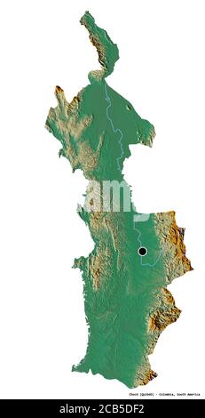 Shape of Chocó, department of Colombia, and its capital. Distance scale ...