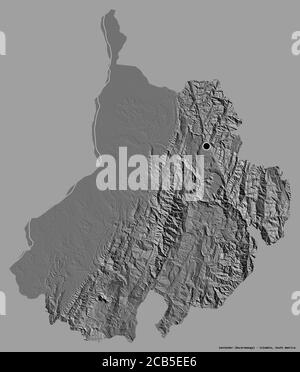 Santander, department of Colombia. Solid color shape. Locations and ...