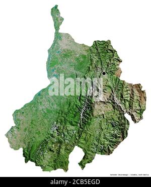 Shape of Santander, department of Colombia, with its capital isolated ...