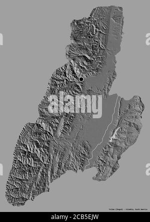 Tolima, department of Colombia. Bilevel elevation map with lakes and ...