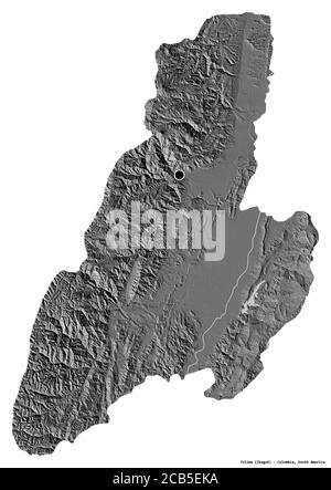 Shape of Tolima, department of Colombia, with its capital isolated on a ...