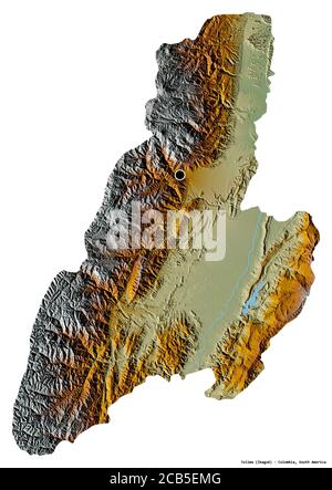 Shape of Tolima, department of Colombia, with its capital isolated on a ...