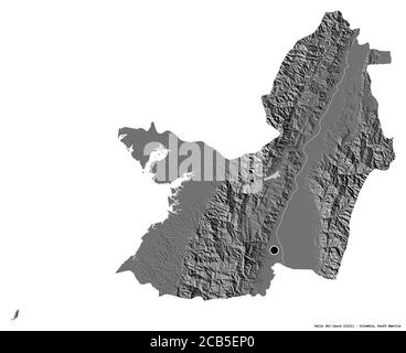 Cauca, department of Colombia. Bilevel elevation map with lakes and ...