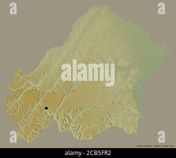 Plateaux, region of Republic of Congo. Solid color shape. Corner ...