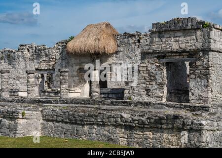 Stucco relief in Mayan palace at the pre-Columbian Maya civilization ...