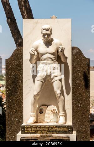 gravestone statue of boxer Raymond Grassi in cemetery Cimetière Saint ...