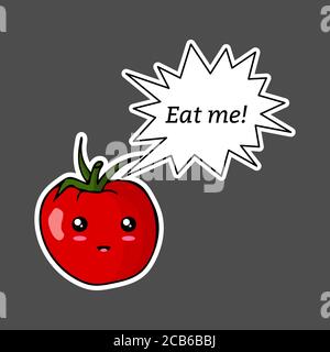 cartoon tomato with speech bubble Stock Vector Image & Art - Alamy
