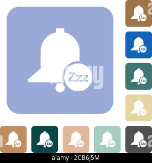 Reminder snooze white flat icons on color rounded square backgrounds. 6 bonus icons included ...