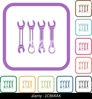 Set of wrenches simple icons in color rounded square frames on white background Stock Vector ...