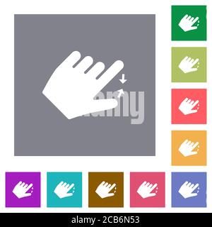 Left handed pinch close gesture flat icons on rounded square vivid ...