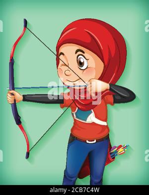 Female muslim archer character illustration Stock Vector Image & Art ...