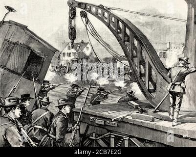Pullman Strike Chicago 1894. United States of America. Old XIX century ...