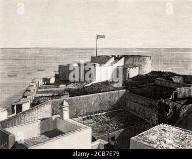 El Jadida (Mazagan) vintage town city tourist plan. Morocco 1966 old ...