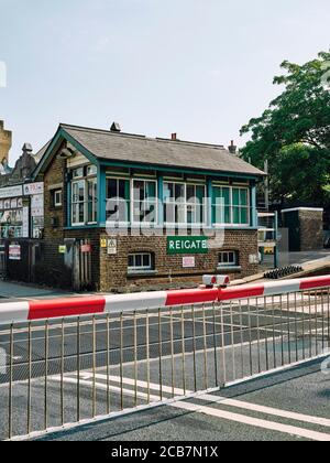 Reigate Signal Box and Railway Level Crossing in Reigate Surrey England ...