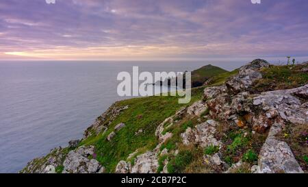 Pentire, UK - July 17, 2020: Summer sunset over Pentire Head and The ...
