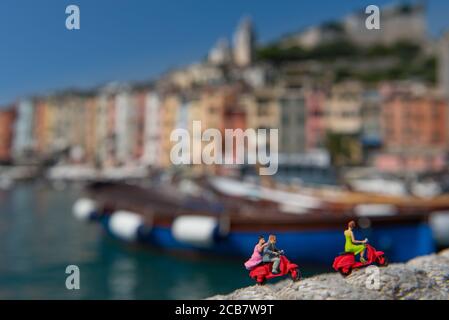 Small Figures Driving Motorcycles Landscape Stock Photo - Alamy