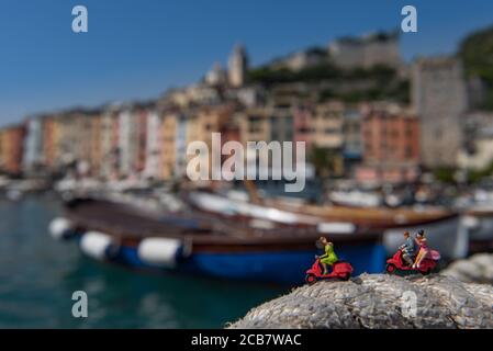 Small Figures Driving Motorcycles Landscape Stock Photo - Alamy