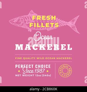 Fresh Fillets Premium Quality Label . Abstract Vector Seabass Fish ...