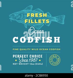 Fresh Fillets Premium Quality Label. Abstract Vector Fish Packaging ...
