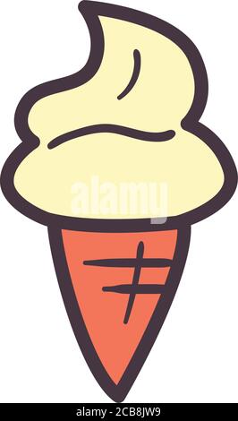 Ice cream cone line and fill style icon design, Sweet and dessert theme ...