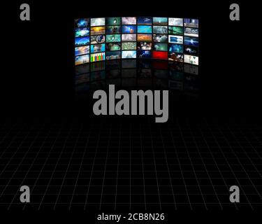 Video Screens with Earth. 3D rendering Stock Photo - Alamy